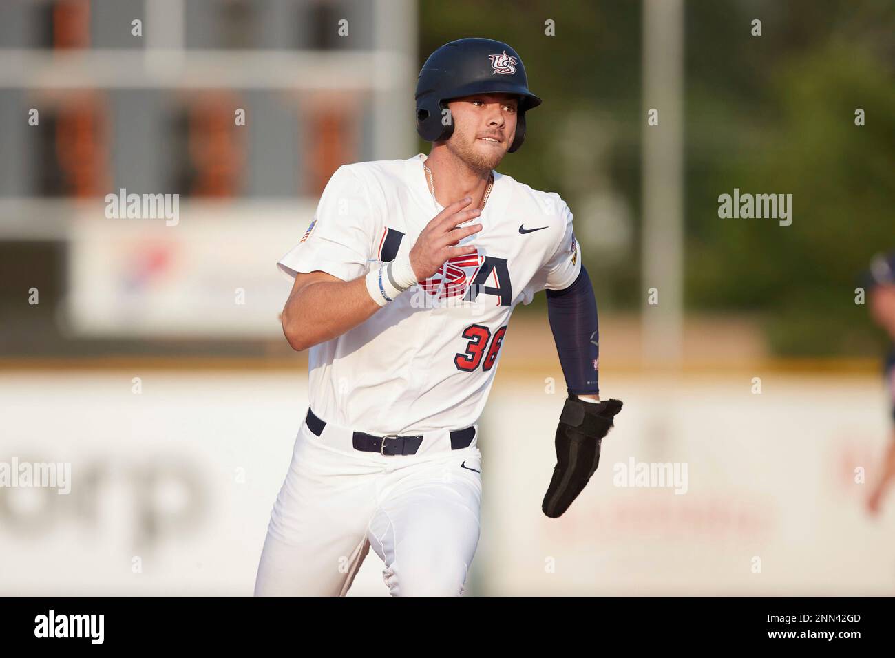 Caden Grice (36) (Clemson) of Team Stars hustles towards third base ...