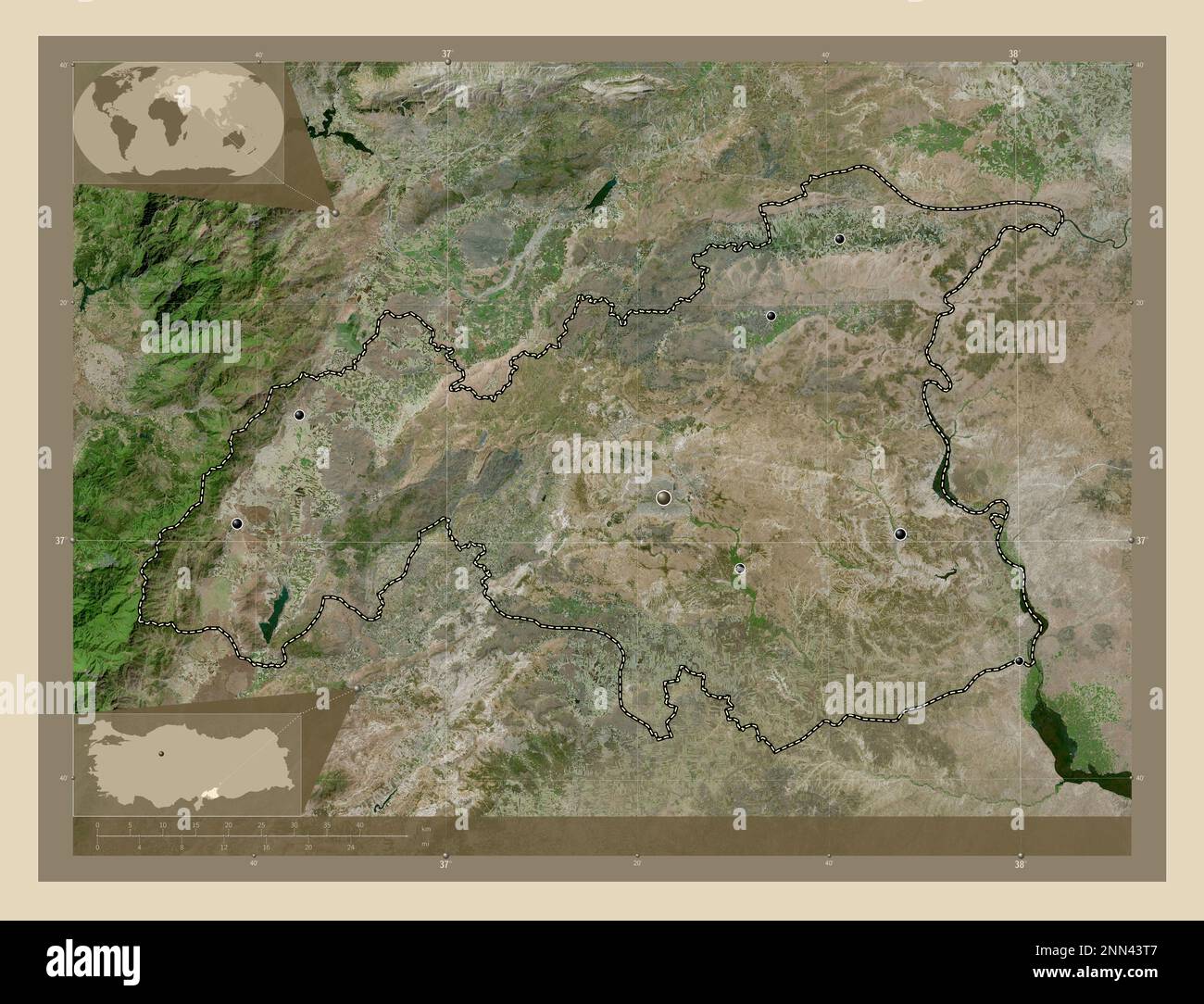 Gaziantep, province of Turkiye. High resolution satellite map ...