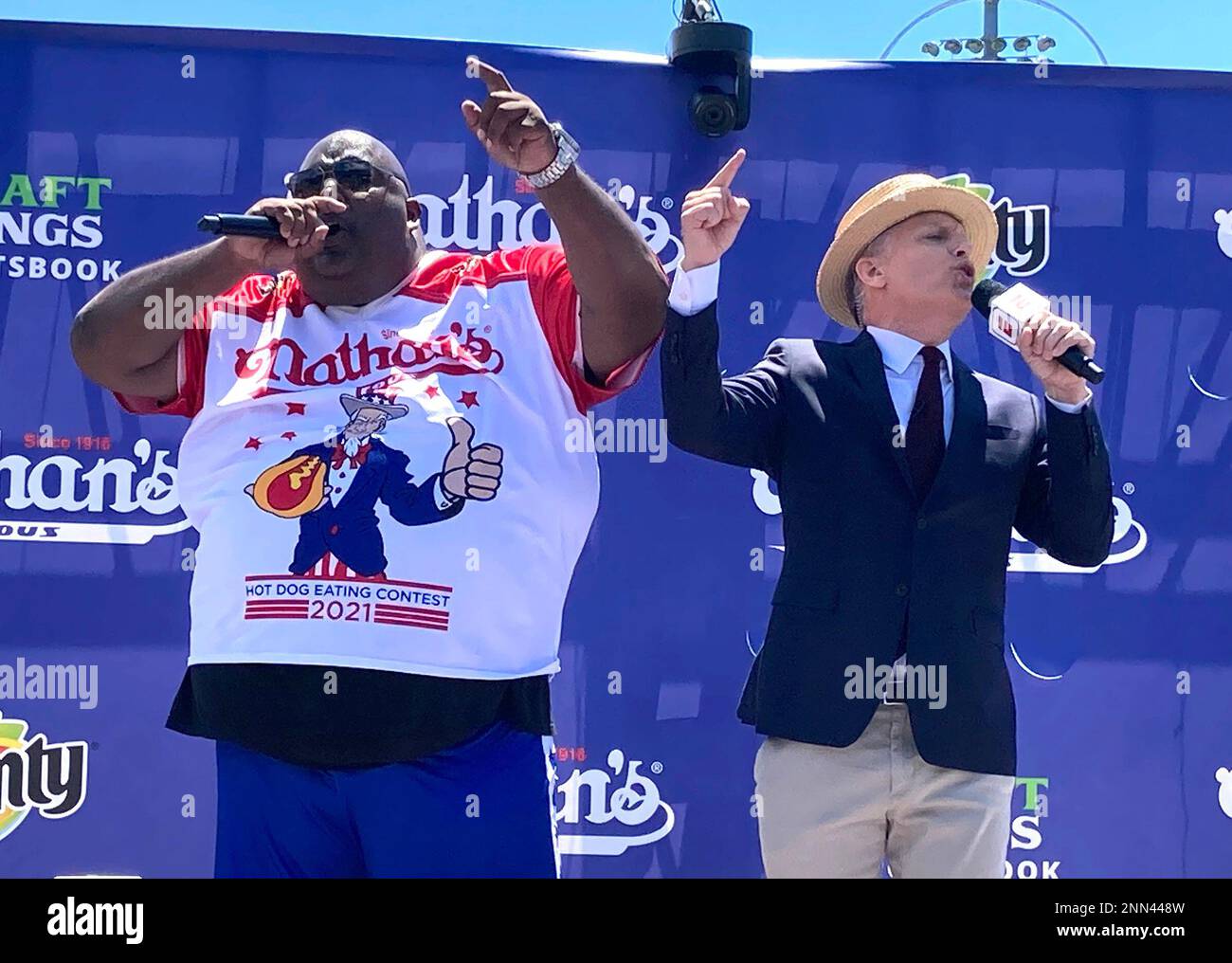Photo by: STRF/STAR MAX/IPx 2021 7/4/21 Eric Booker (aka Badlands Booker) at the Nathan's Famous ...