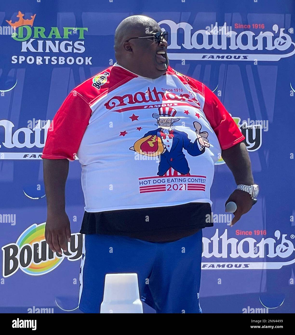 Photo by: STRF/STAR MAX/IPx 2021 7/4/21 Eric Booker (aka Badlands Booker) at the Nathan's Famous ...