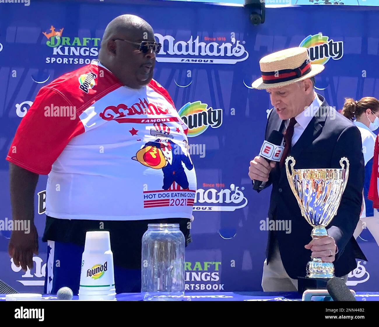 Photo by: STRF/STAR MAX/IPx 2021 7/4/21 Eric Booker (aka Badlands Booker) at the Nathan's Famous ...