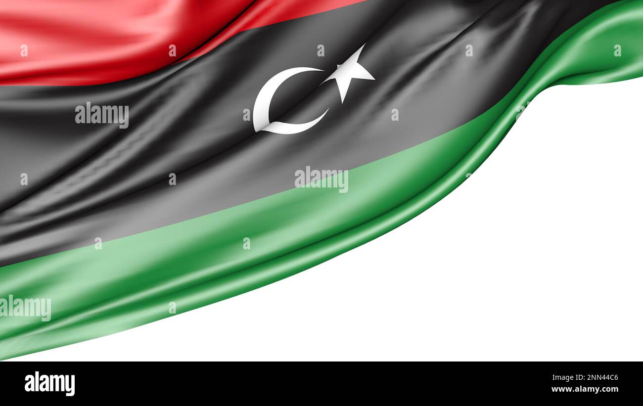 Libya Flag Isolated on White Background, 3D Illustration Stock Photo ...