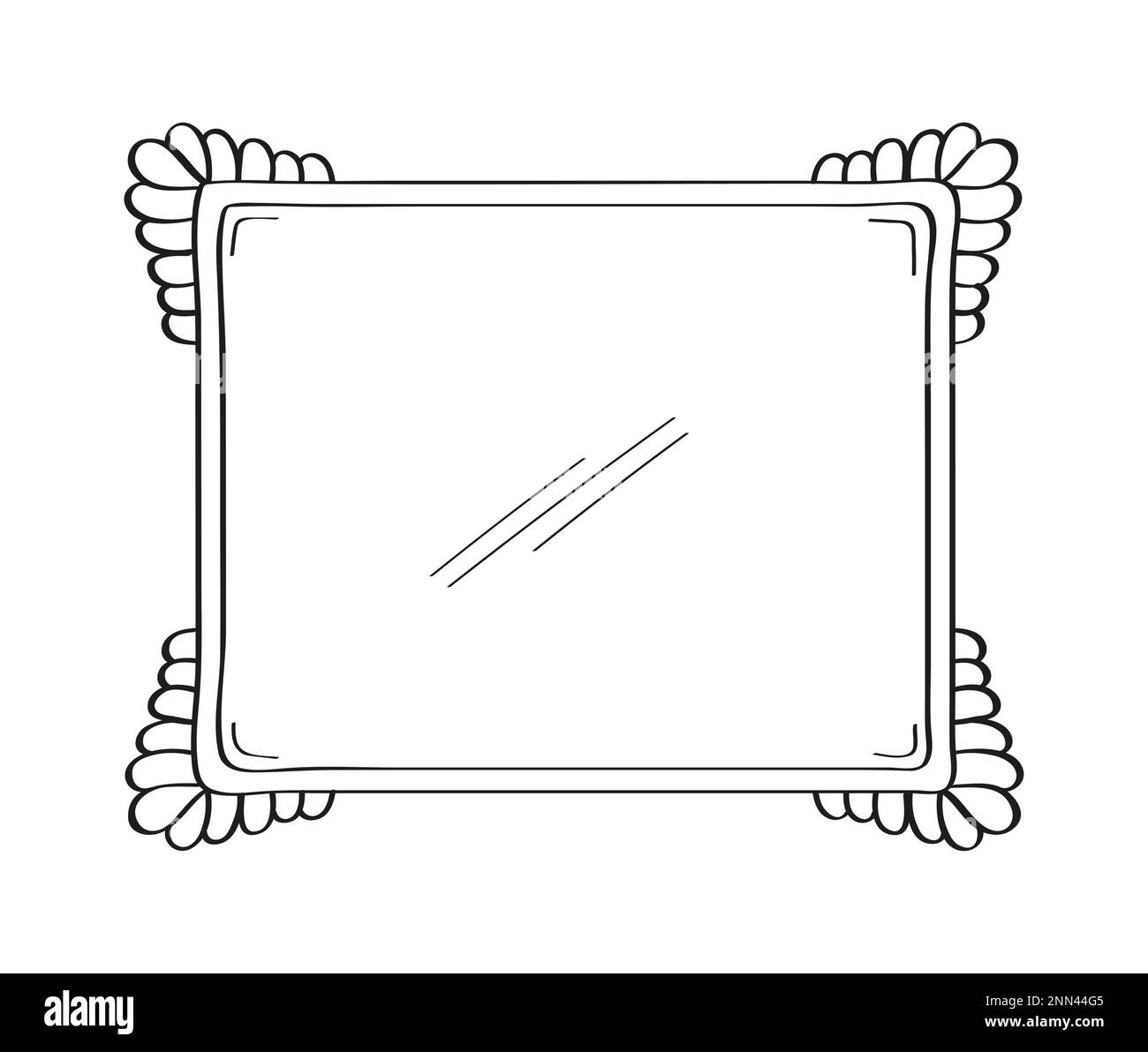 Frames, mirror in hand drawn style. Vintage image frame doodle labels ...