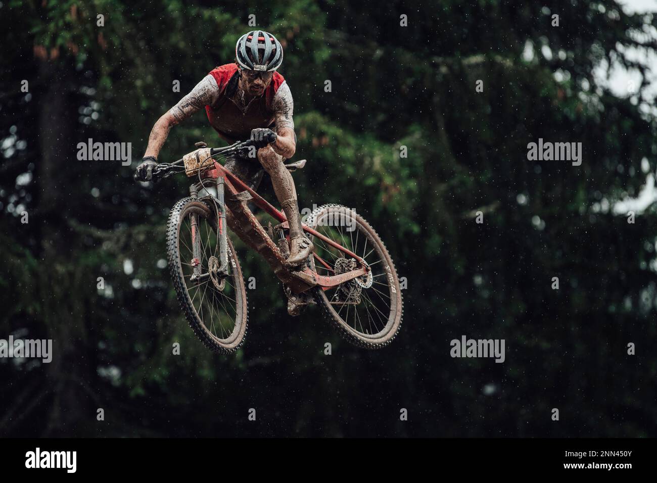 Mathias Flueckiger performs at UCI XCO World Cup in Les Gets, France on ...