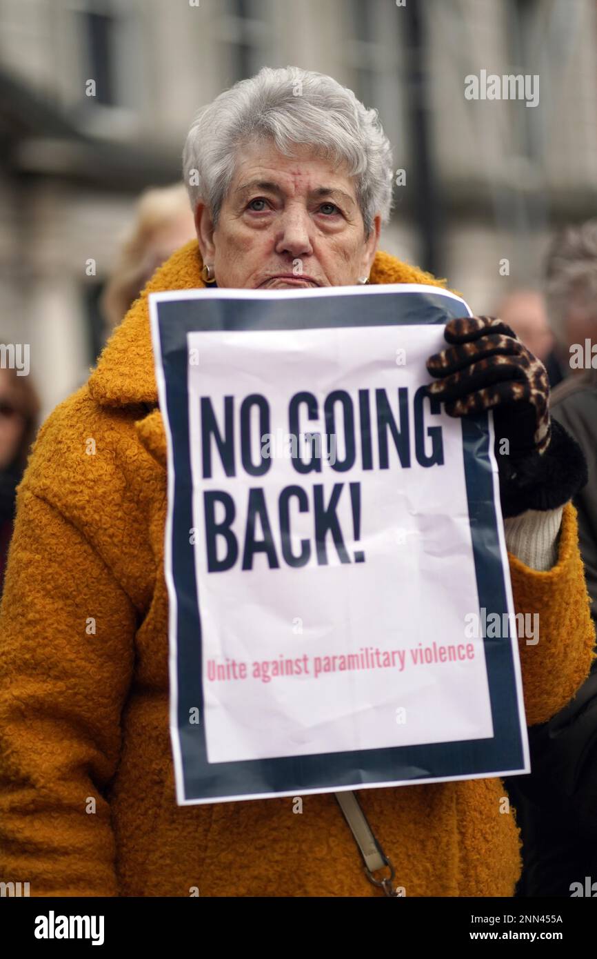 People taking part in a rally outside Omagh Courthouse to unite against ...