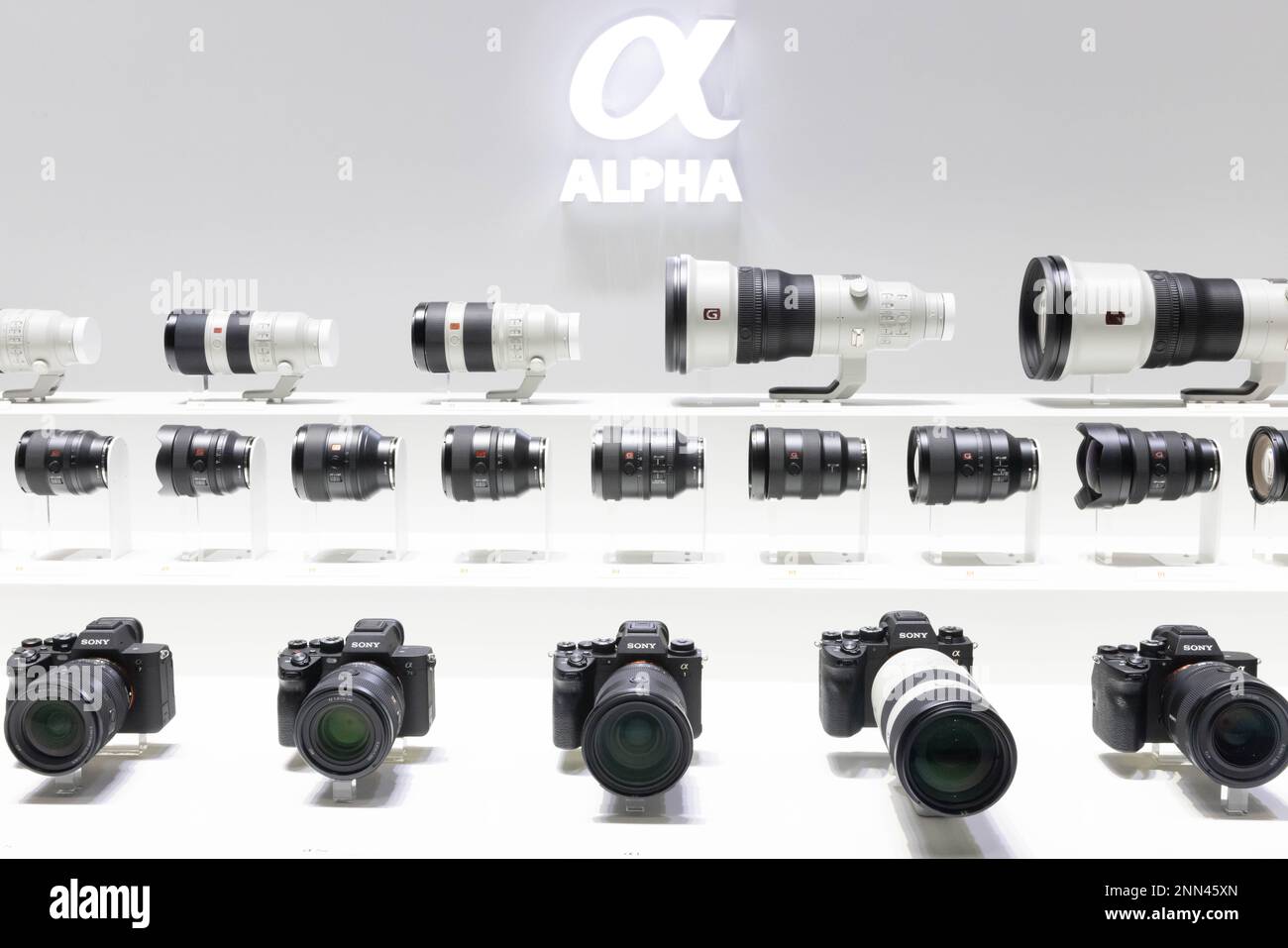 Yokohama, Japan. 24th Feb, 2023. SONY's camera and lenses line-up ...