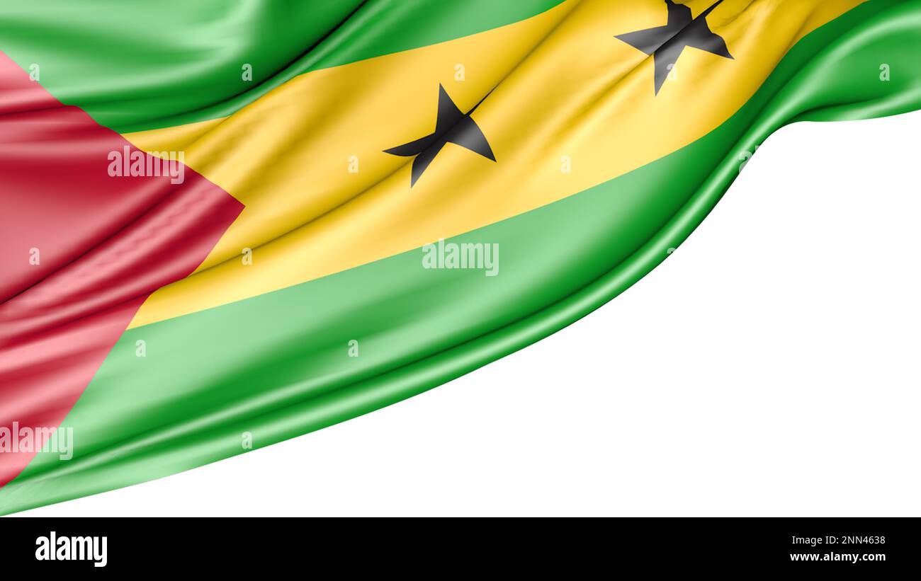 Sao Tome and Principe Flag Isolated on White Background, 3D ...