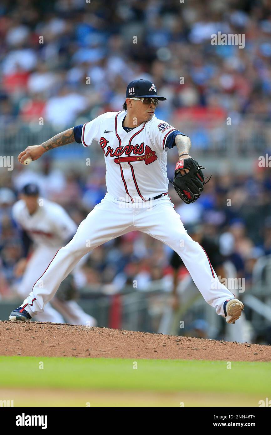 ATLANTA, GA - JULY 03: Atlanta Braves Pitcher Jesse Chavez (60) throws ...