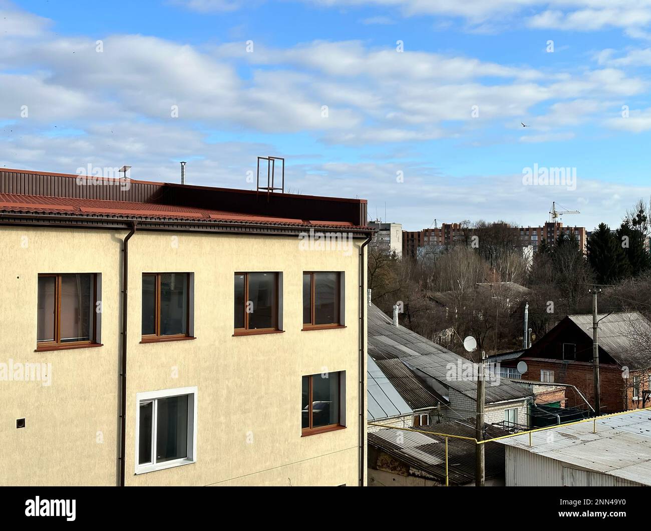 Kyiv, Ukraine - February 2023: SpaceX Starlink satellite dish mounted ...