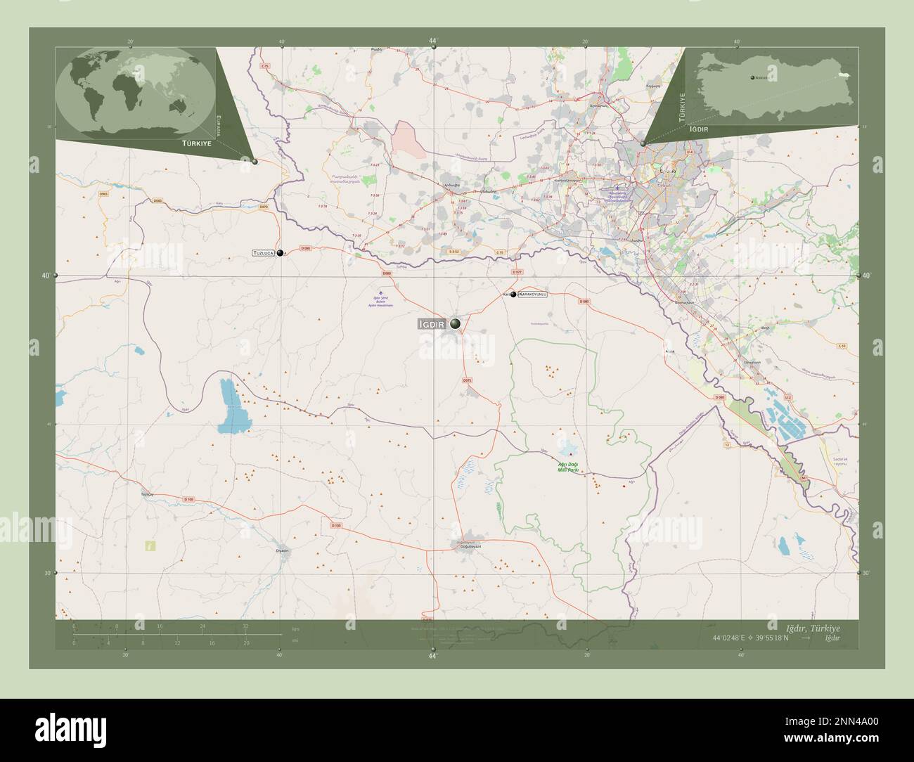 Igdr, province of Turkiye. Open Street Map. Locations and names of ...