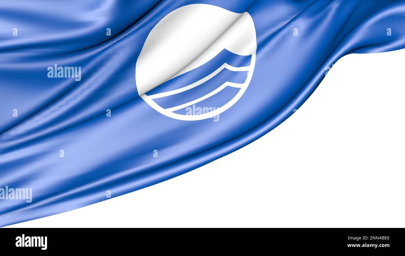 Blue Flag Beach Flag Isolated on White Background, 3d Illustration ...