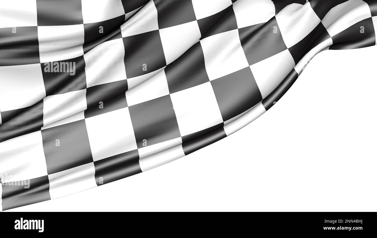 Checked Race Flag Isolated on White Background, 3d Illustration Stock ...