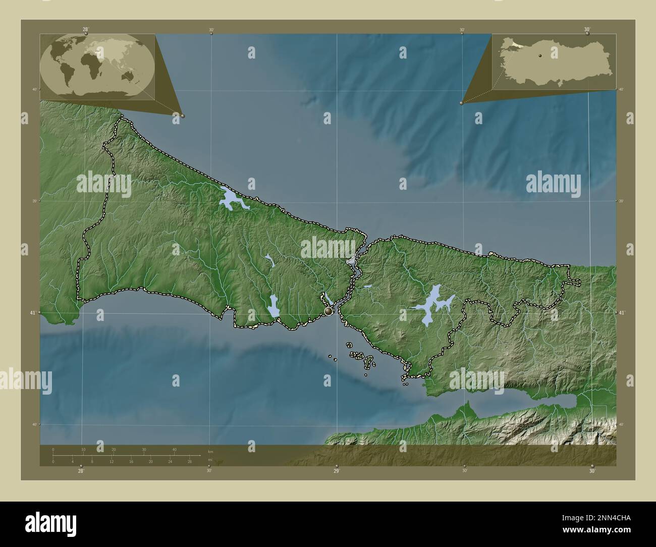 Istanbul, province of Turkiye. Elevation map colored in wiki style with ...
