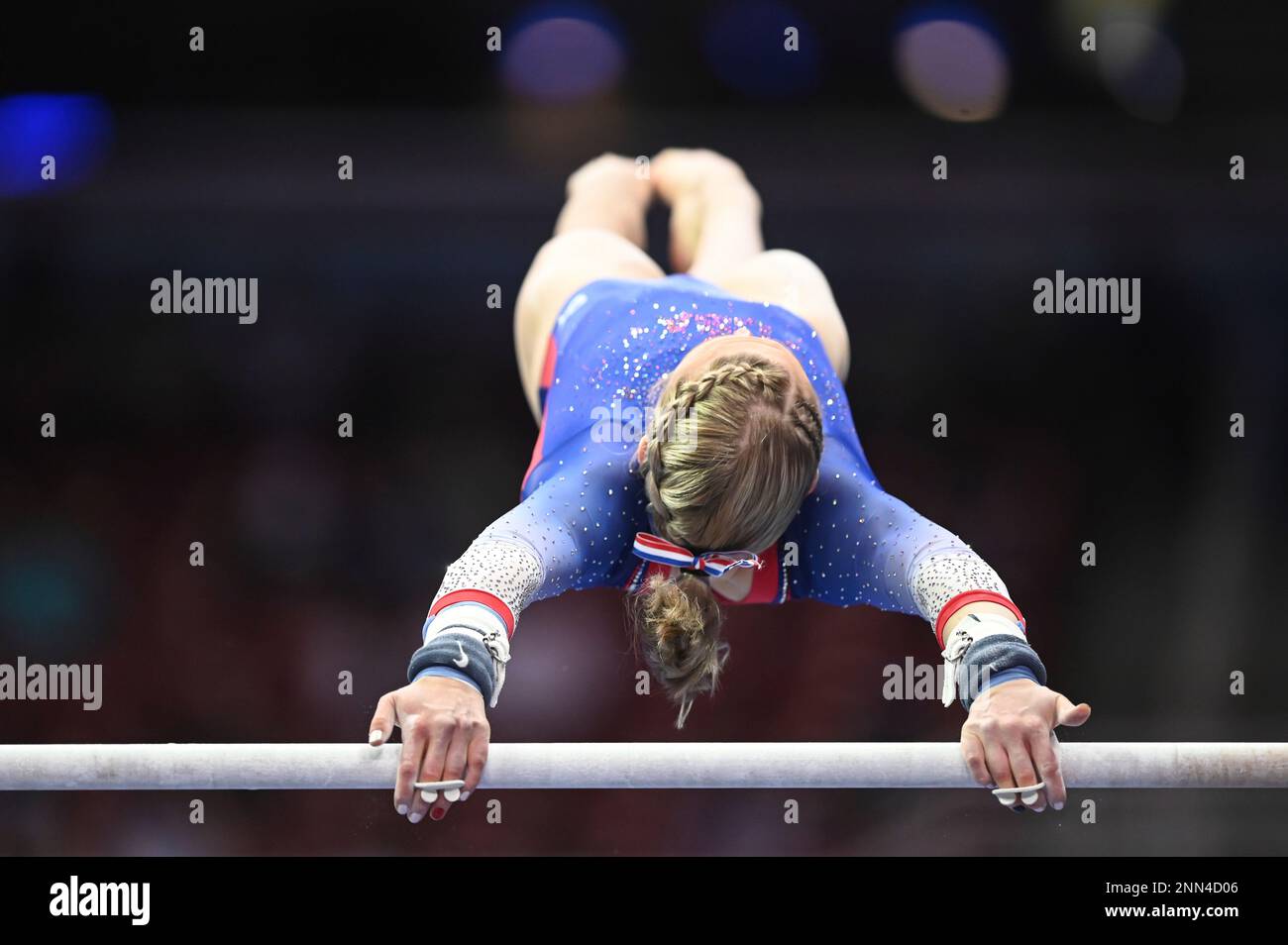 June 27, 2021: RILEY MCCUSKER competes on the uneven bars at the Dome ...