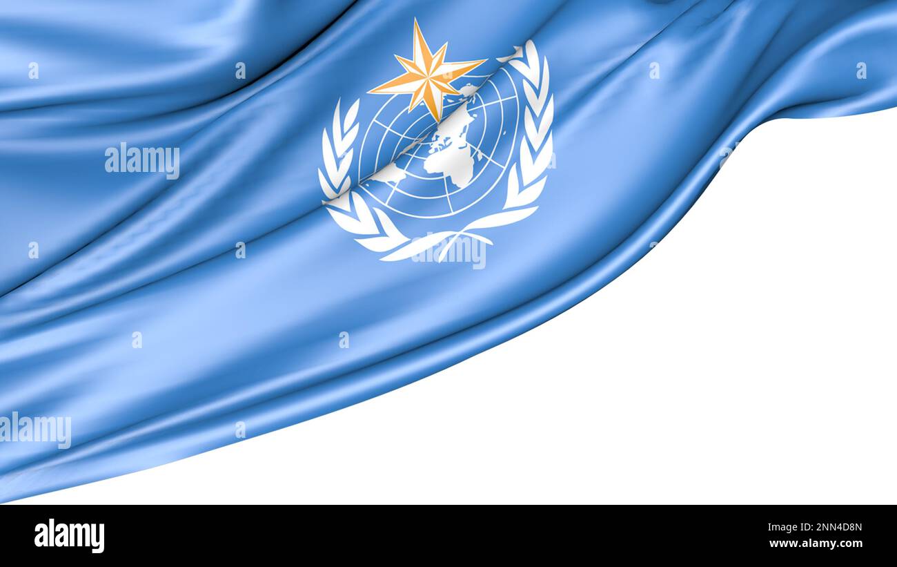 World Meteorological Organization Flag Isolated on White Background, 3d ...