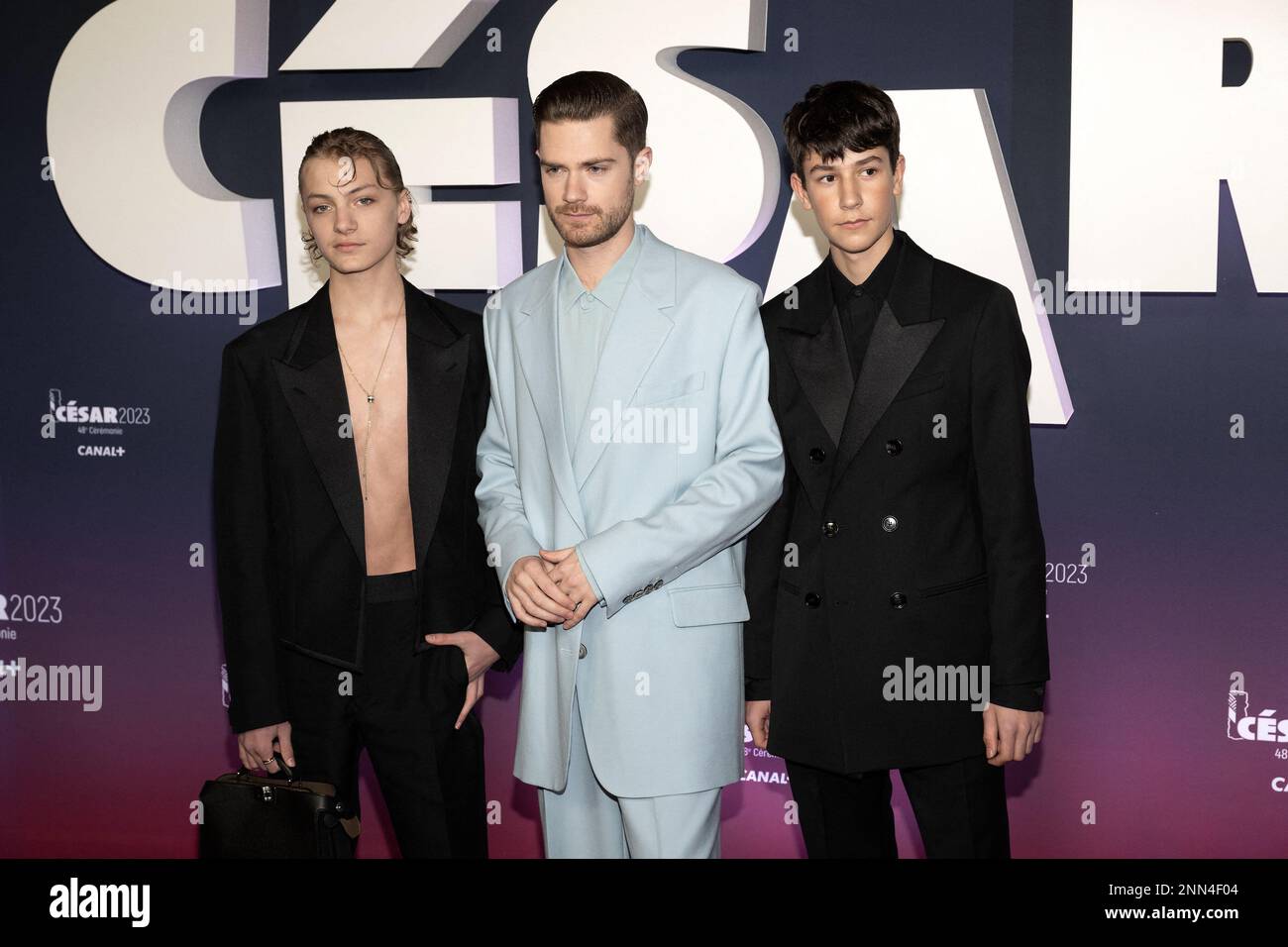 Eden Dambrine, Lukas Dhont and Gustav De Waele arrive at the 48th Cesar ...