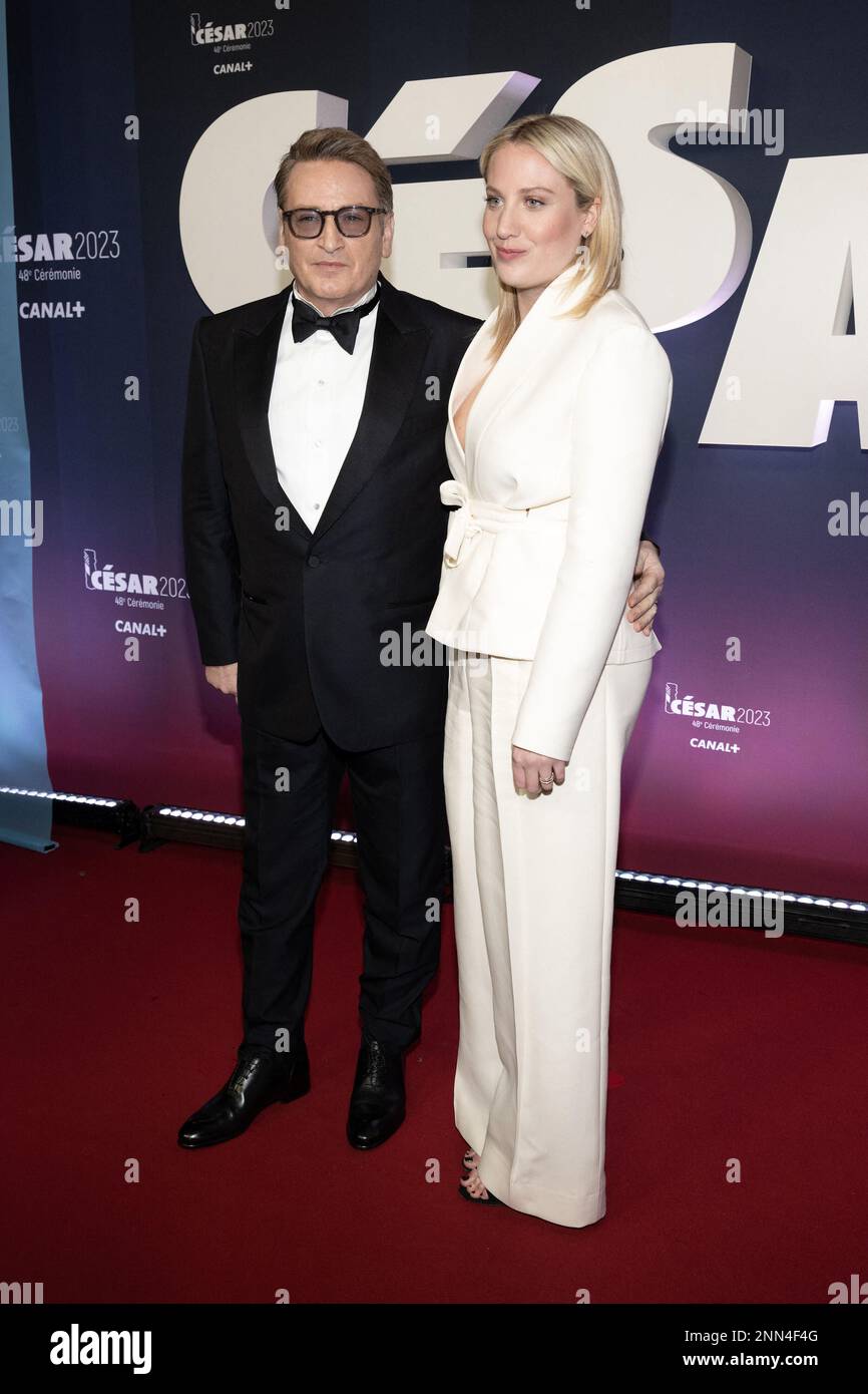 Benoit Magimel and his wife Margot Pelletier arrive at the 48th Cesar ...