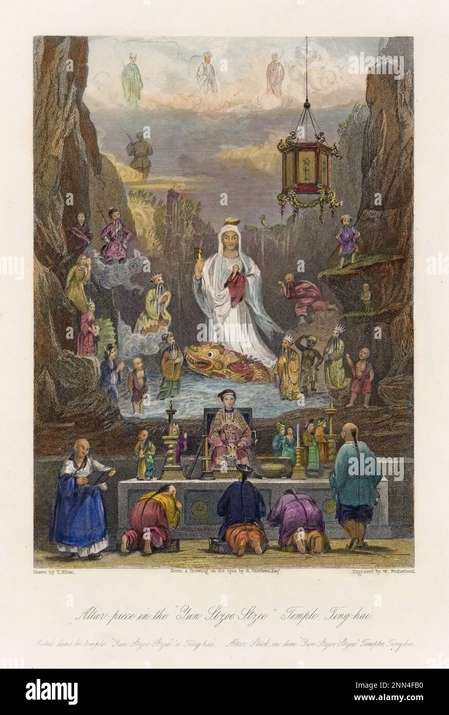 Buddhist Altar-piece, "Yun Stzoo Stzee" Temple, Ting-hai, 19th century ...