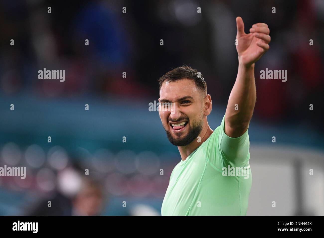 Italy's goalkeeper Gianluigi Donnarumma celebrates after a Euro 2020 ...