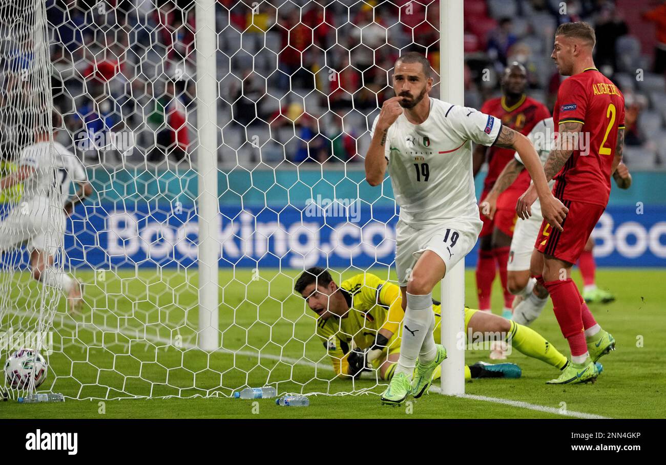 Italy's Leonardo Bonucci celebrates after a disallowed goal during the ...