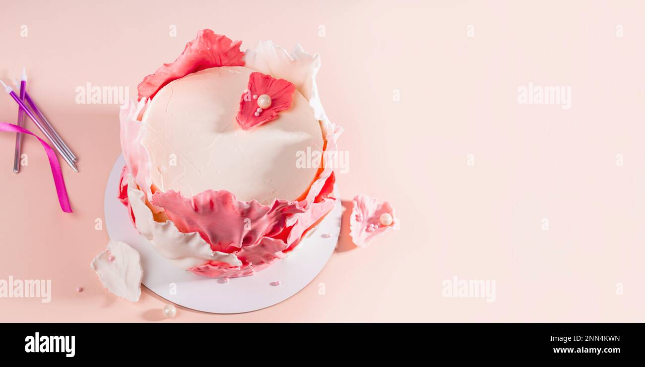 birthday art cake, colorful high-calorie dessert, model for bakery ...