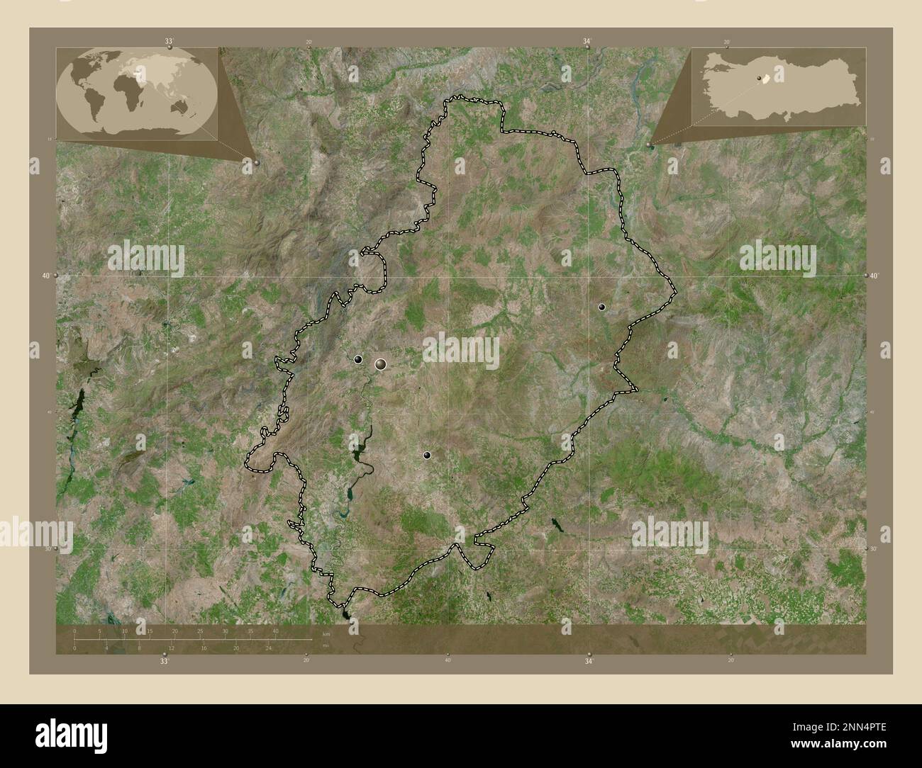 Krkkale, province of Turkiye. High resolution satellite map. Locations ...