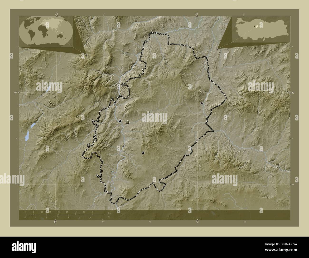 Krkkale, province of Turkiye. Elevation map colored in wiki style with ...