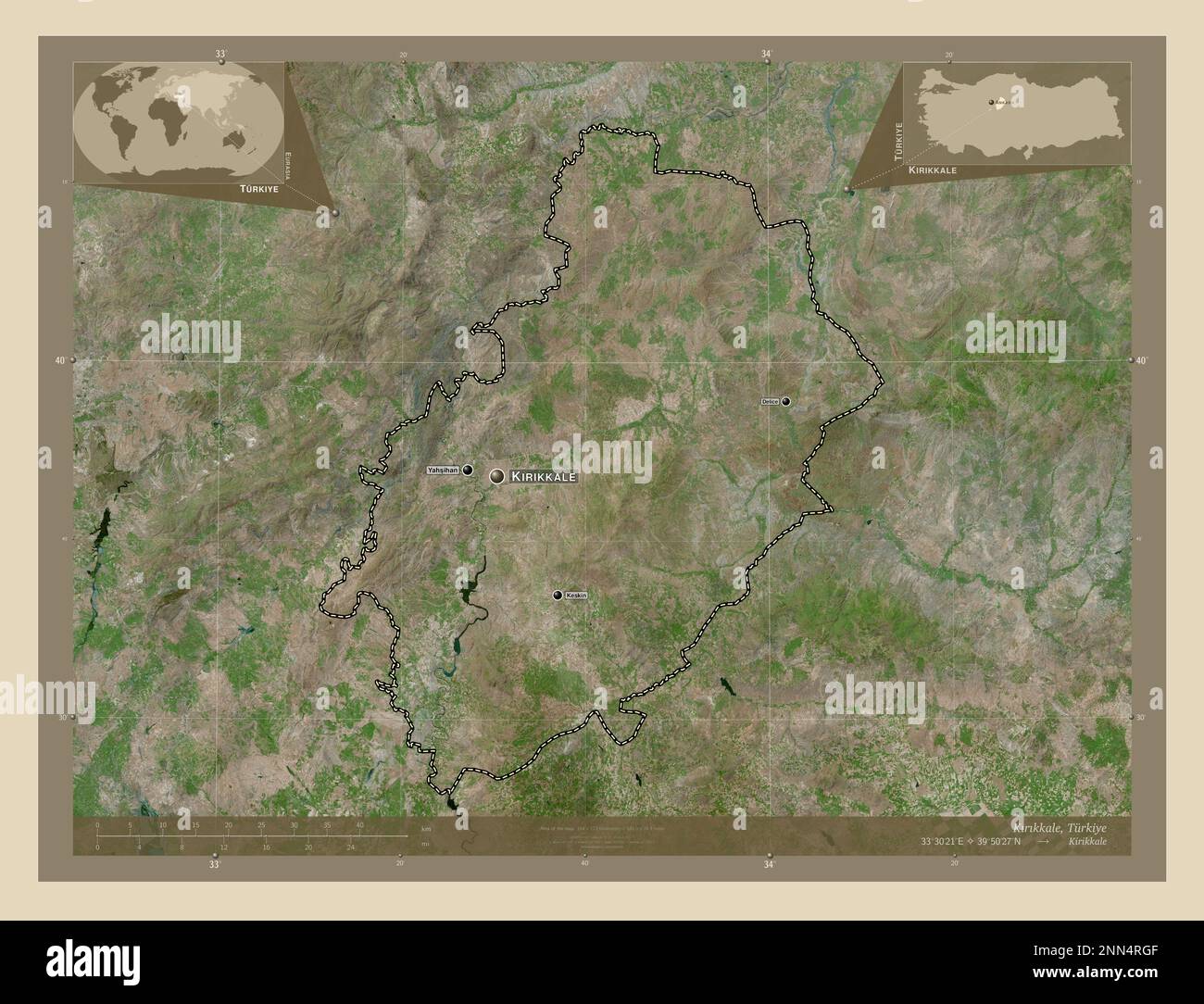 Krkkale, province of Turkiye. High resolution satellite map. Locations ...