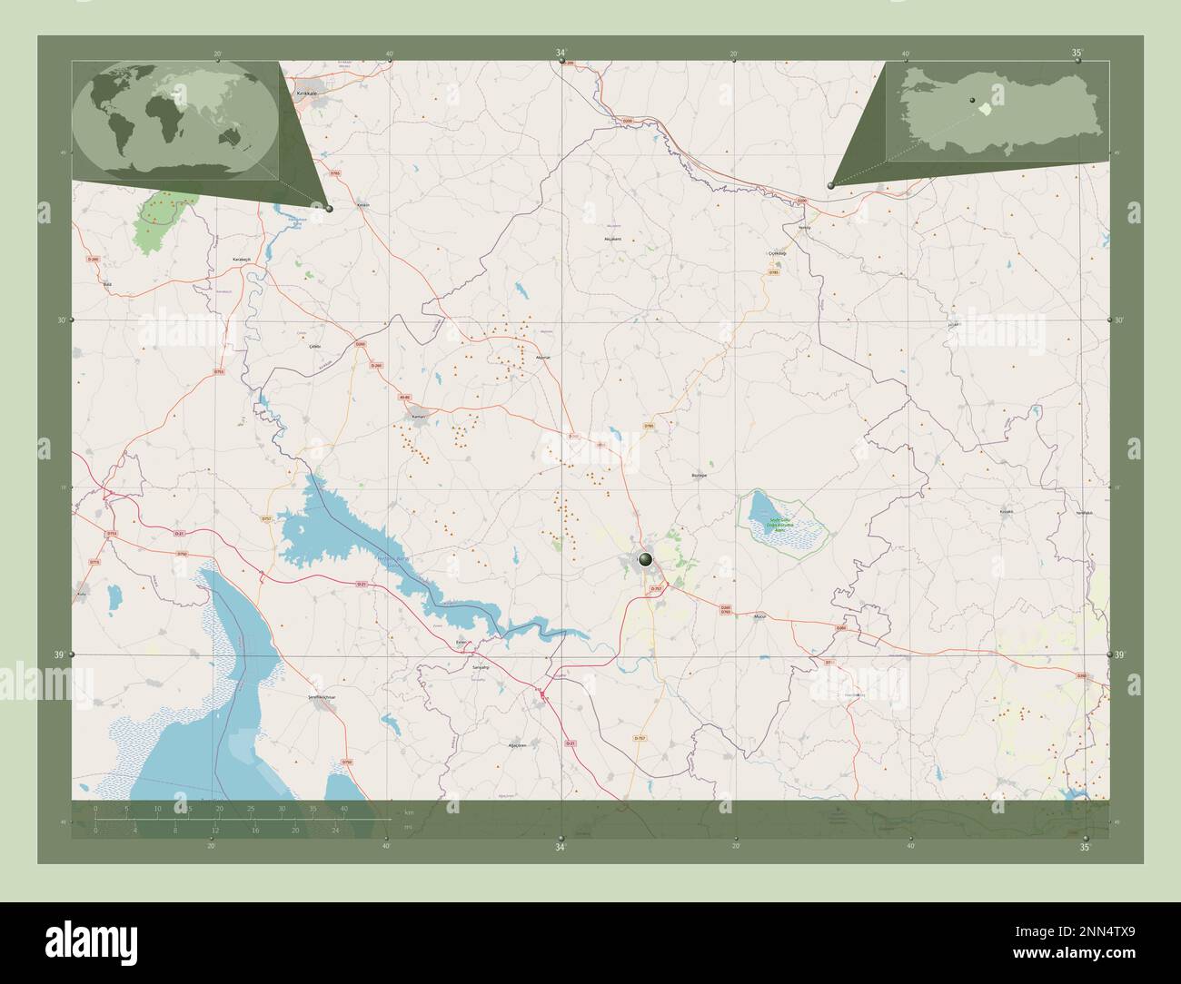 Krsehir, province of Turkiye. Open Street Map. Corner auxiliary ...