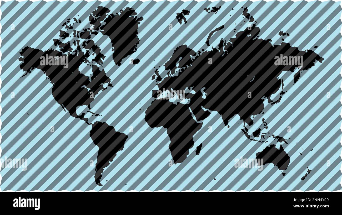 World map with Stripes diagonal pattern textured. Flat Earth, globe, worldmap. Vector ...