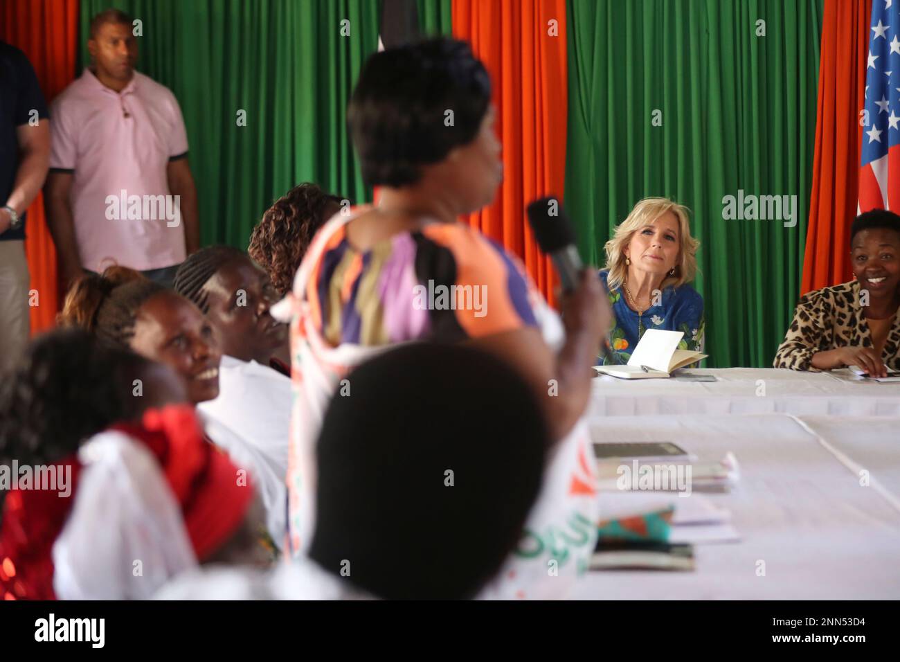 U.S. first lady Jill Biden, center, and Kenyan first lady Rachel Ruto ...