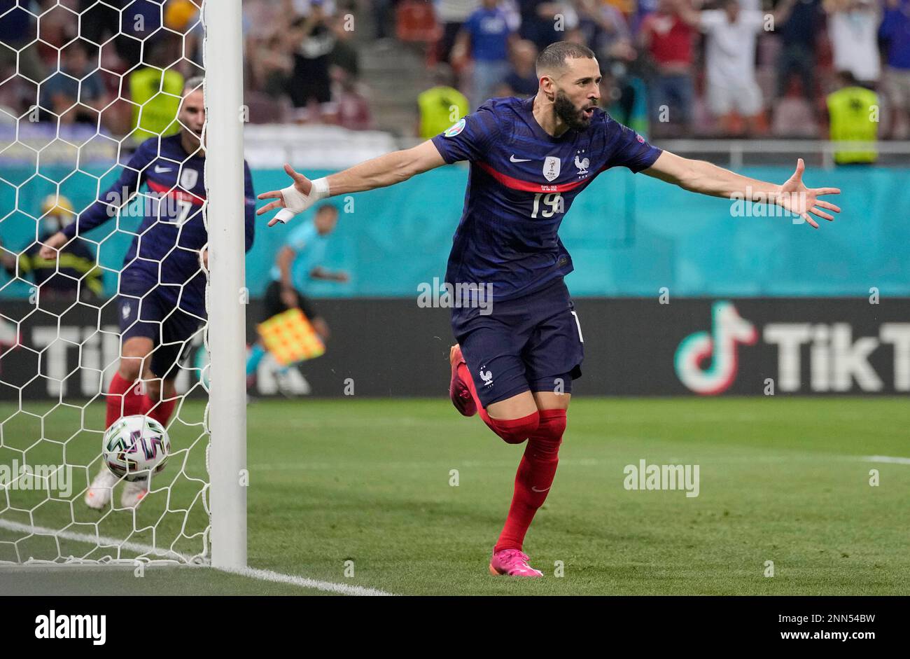 France's Karim Benzema celebrates scoring during the Euro 2020 soccer ...