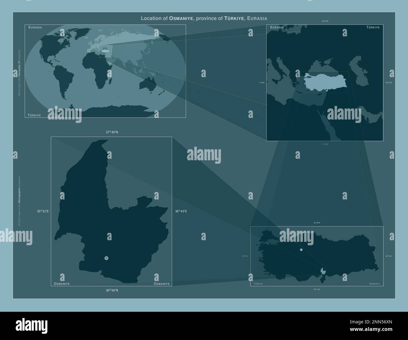 Osmaniye, province of Turkiye. Diagram showing the location of the ...