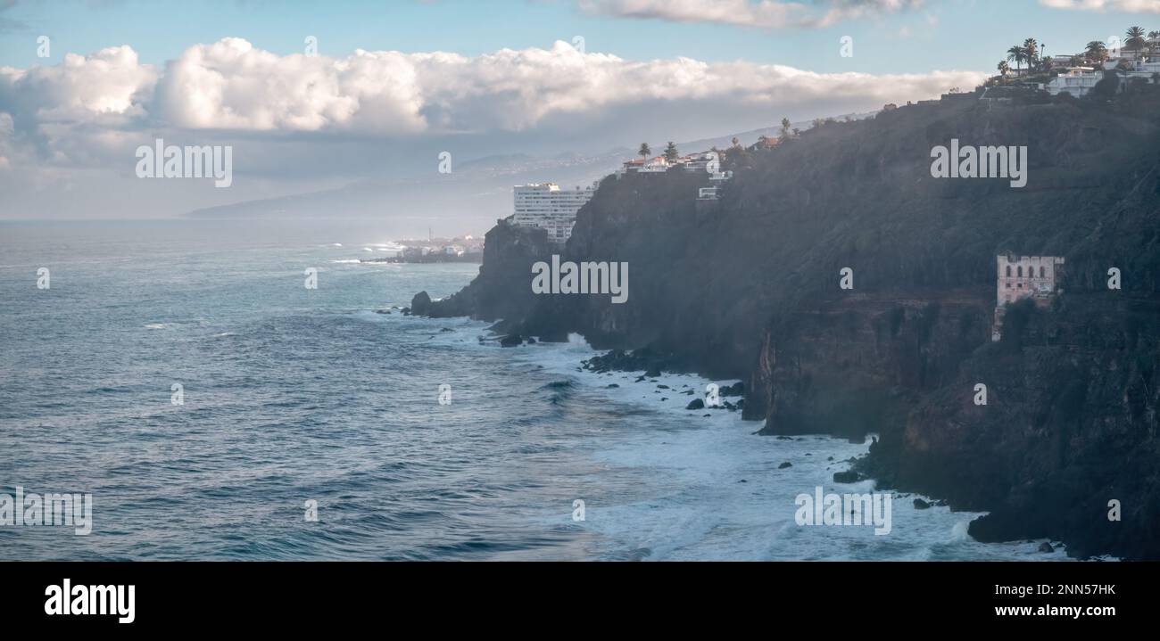 Panoramic View of Tenerife's Tourism Landscape with high cliffs Stock ...