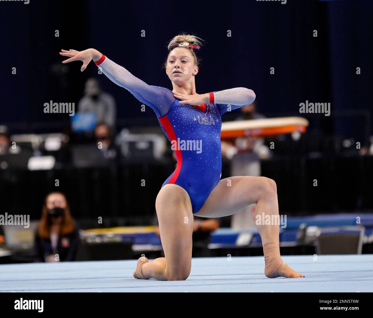 June 27, 2021: Ava Siegfeldt performs her floor routine during Day 2 of ...