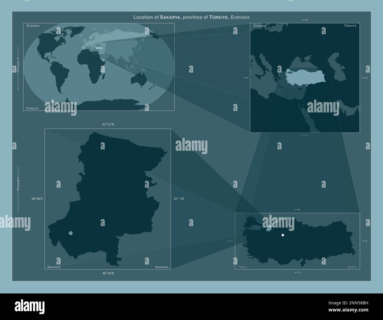 Sakarya, province of Turkiye. Diagram showing the location of the ...