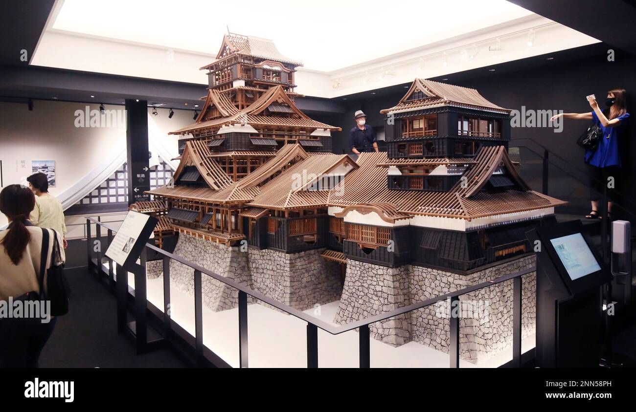 The top floor of the castle tower of Kumamoto Castle is opened to the ...