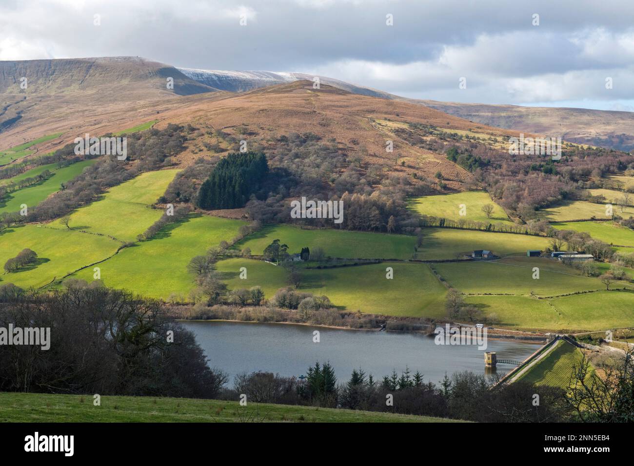 View across Talybontv Reservoir to Waun Rydd in the Central Brecon ...