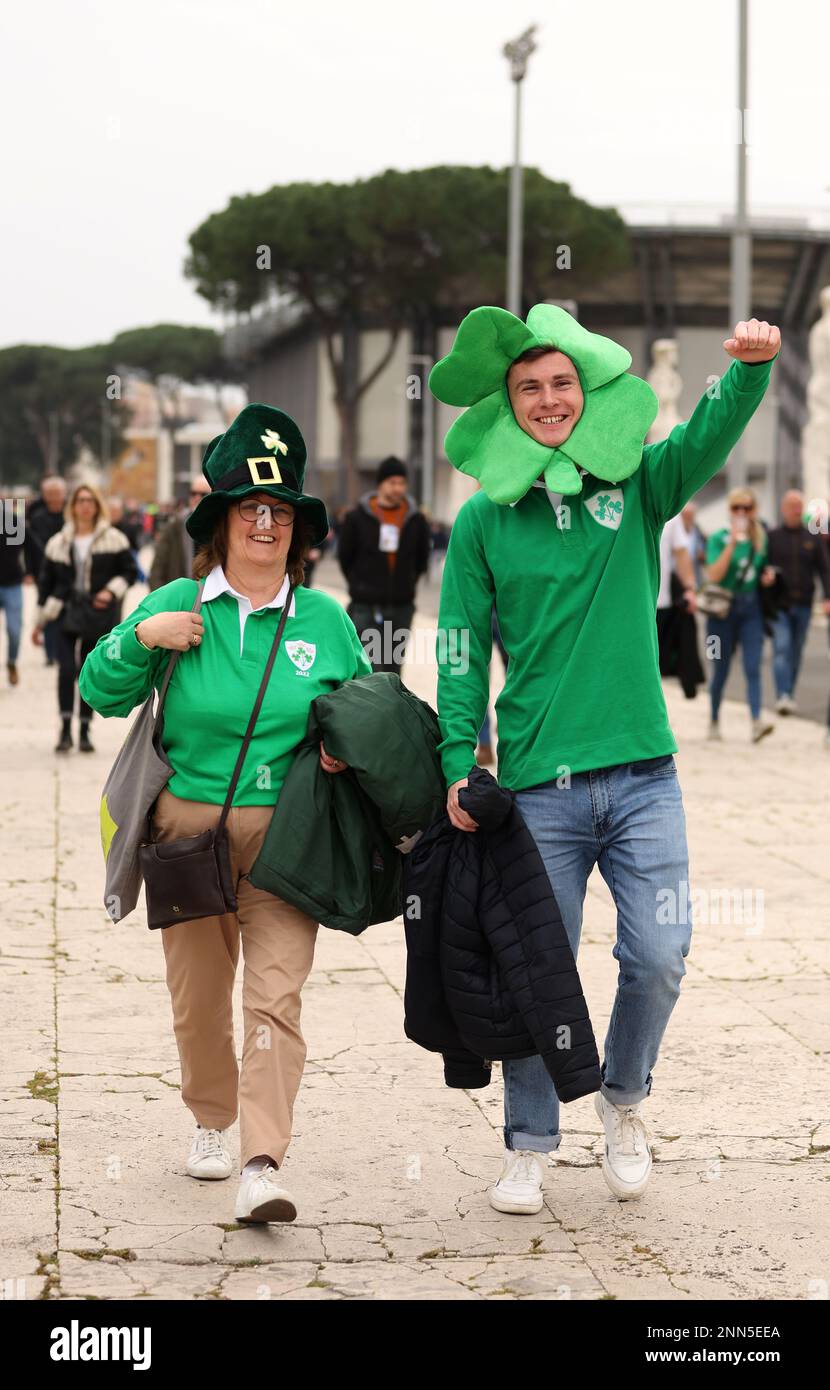 Ireland fans are seen outside before the Guinness Six Nations match at ...