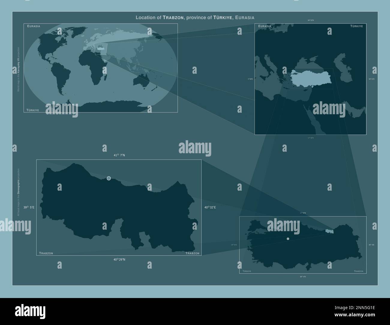 Trabzon, province of Turkiye. Diagram showing the location of the ...