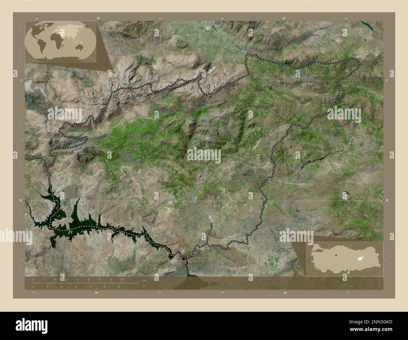 Tunceli, province of Turkiye. High resolution satellite map. Locations ...