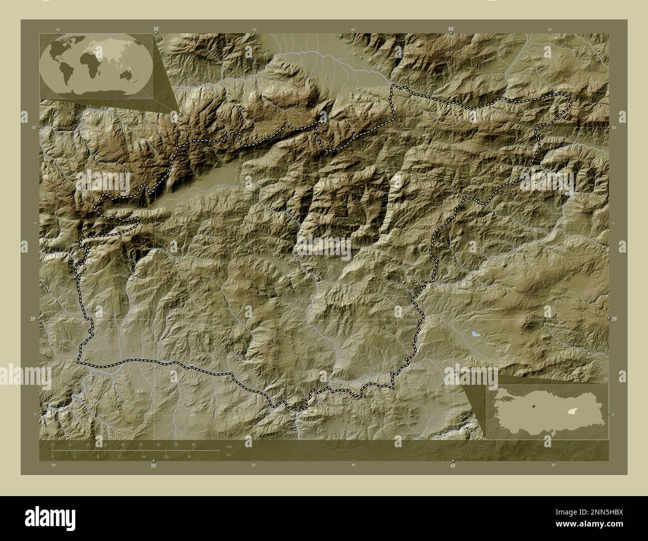 Tunceli, province of Turkiye. Elevation map colored in wiki style with ...