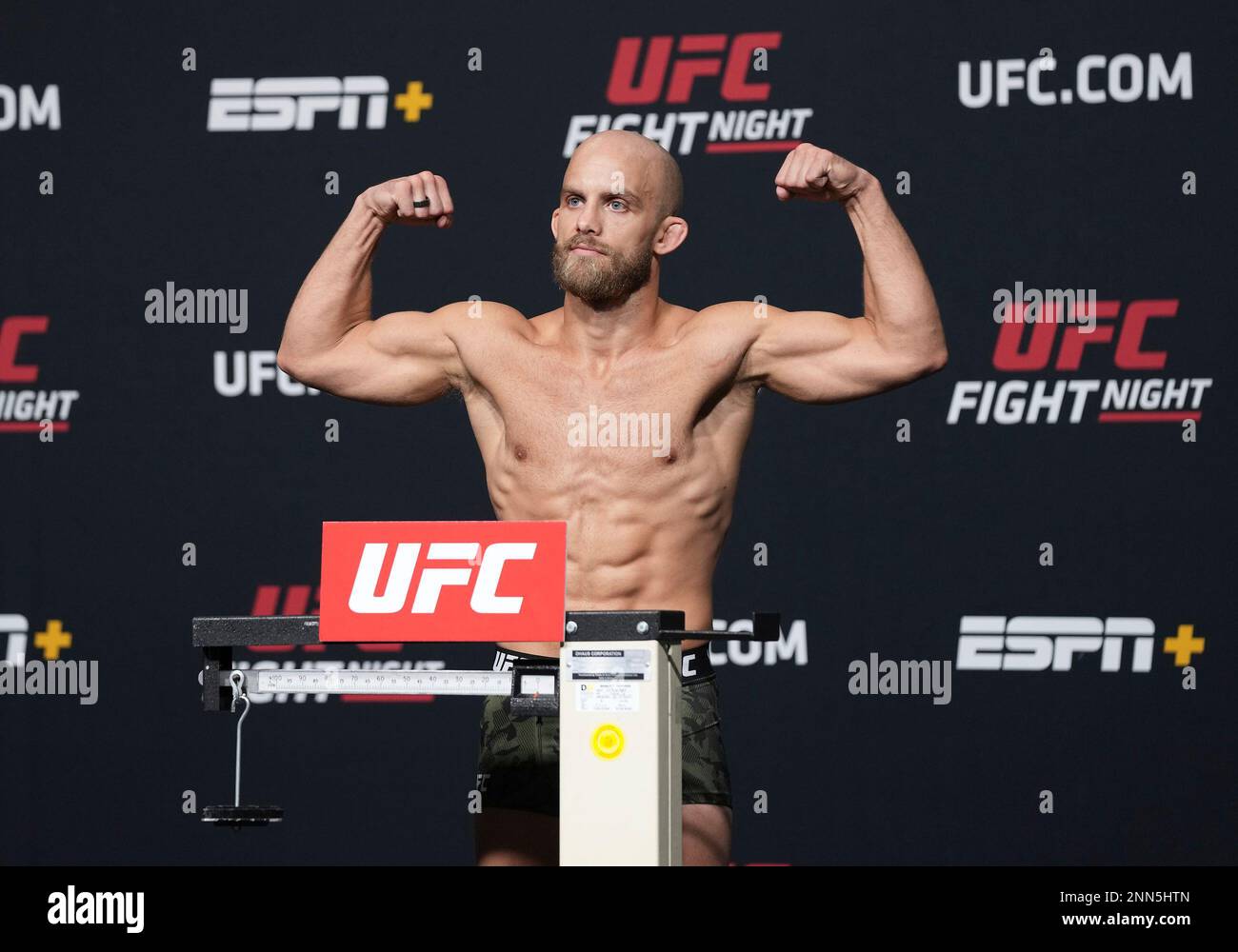 LAS VEGAS, NV - JUNE 25: Justin Jaynes steps on the scale for the ...