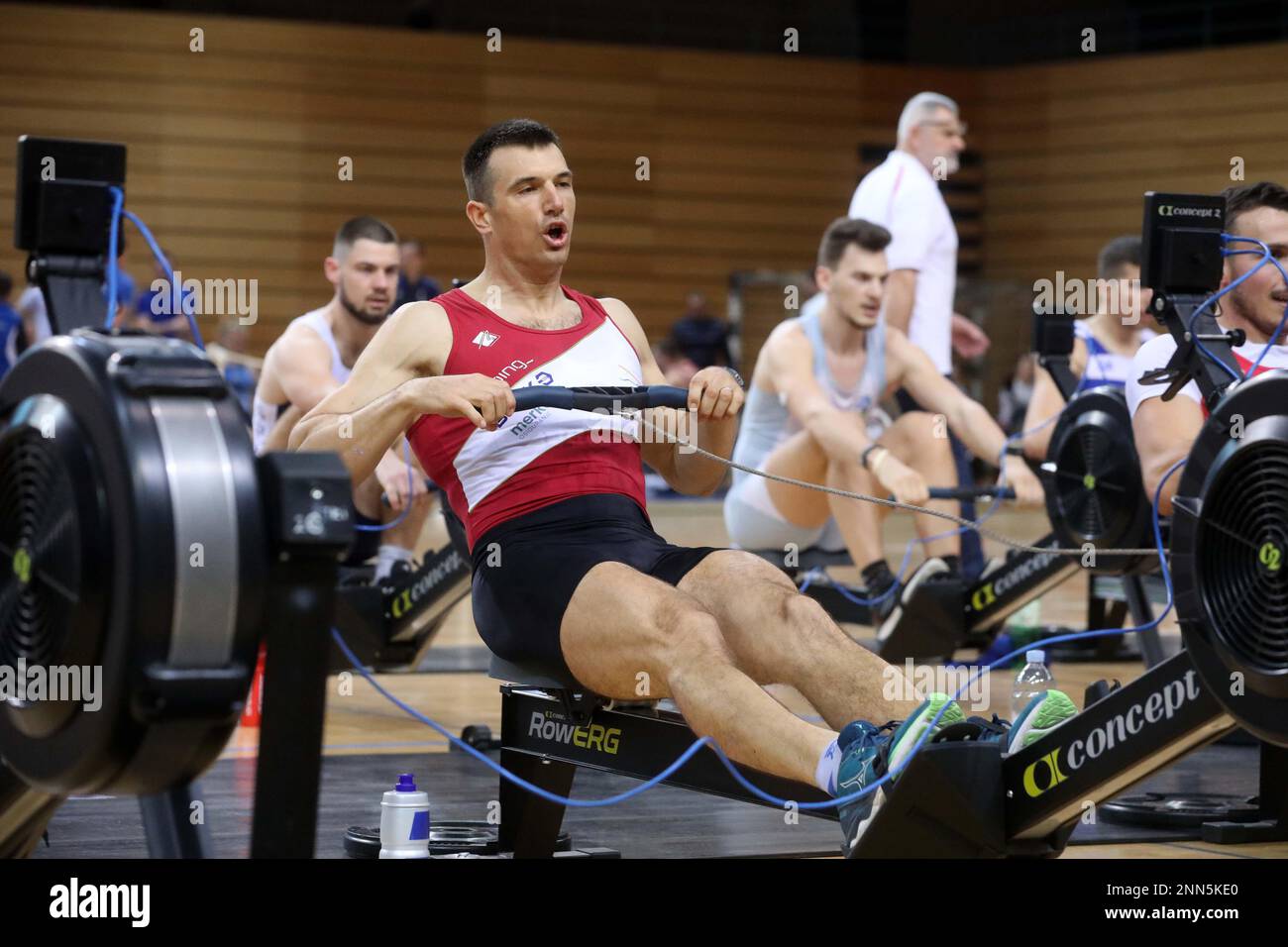 Valent Sinkovic competes during the Croatian Rowing Indoor Championship ...