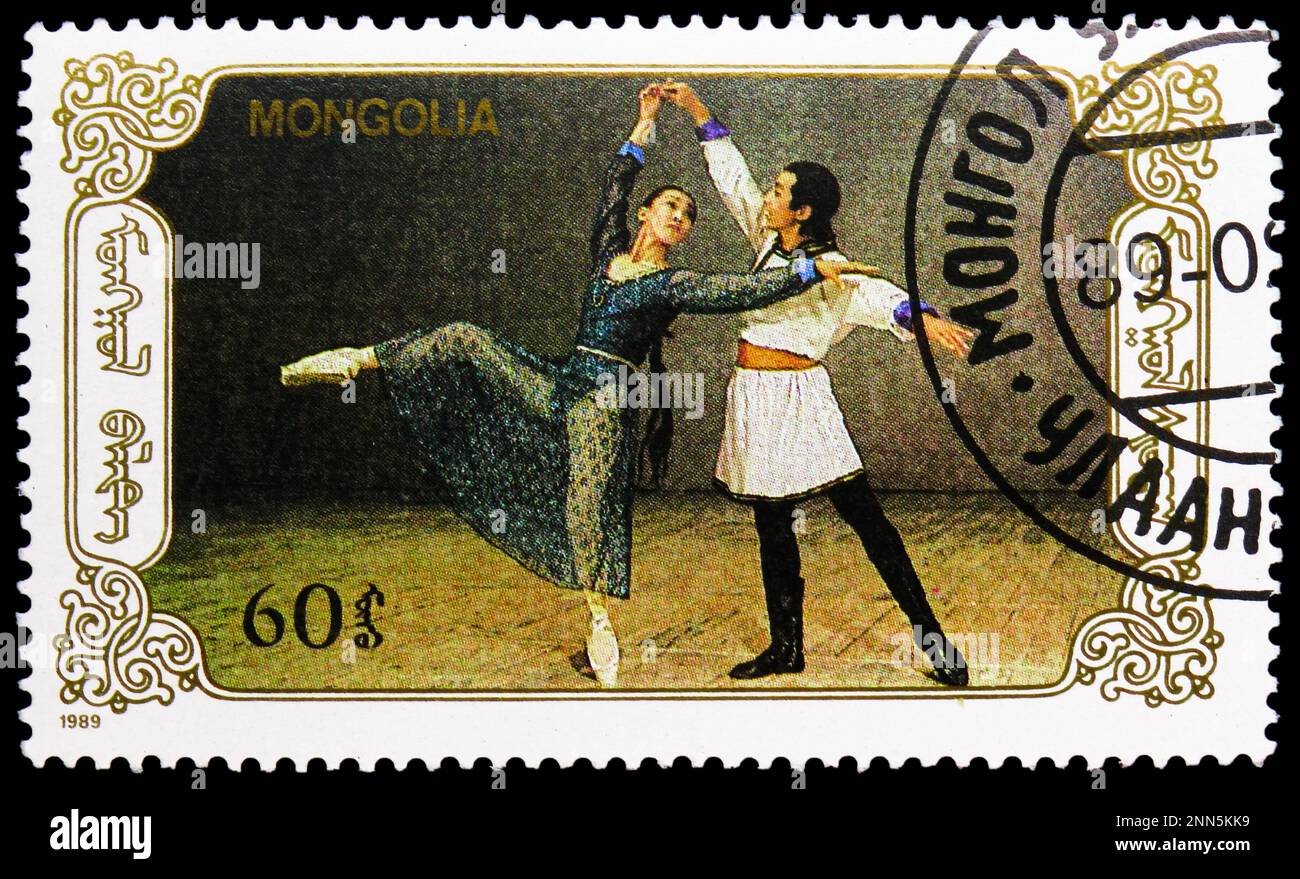 MOSCOW, RUSSIA - FEBRUARY 15, 2023: Postage stamp printed in Mongolia ...