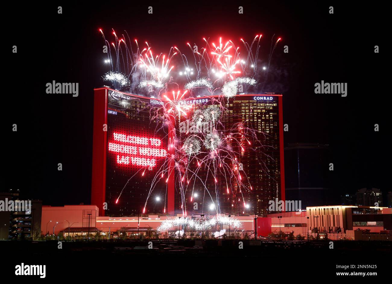 Fireworks explode during the grand opening of Resorts World Las Vegas ...