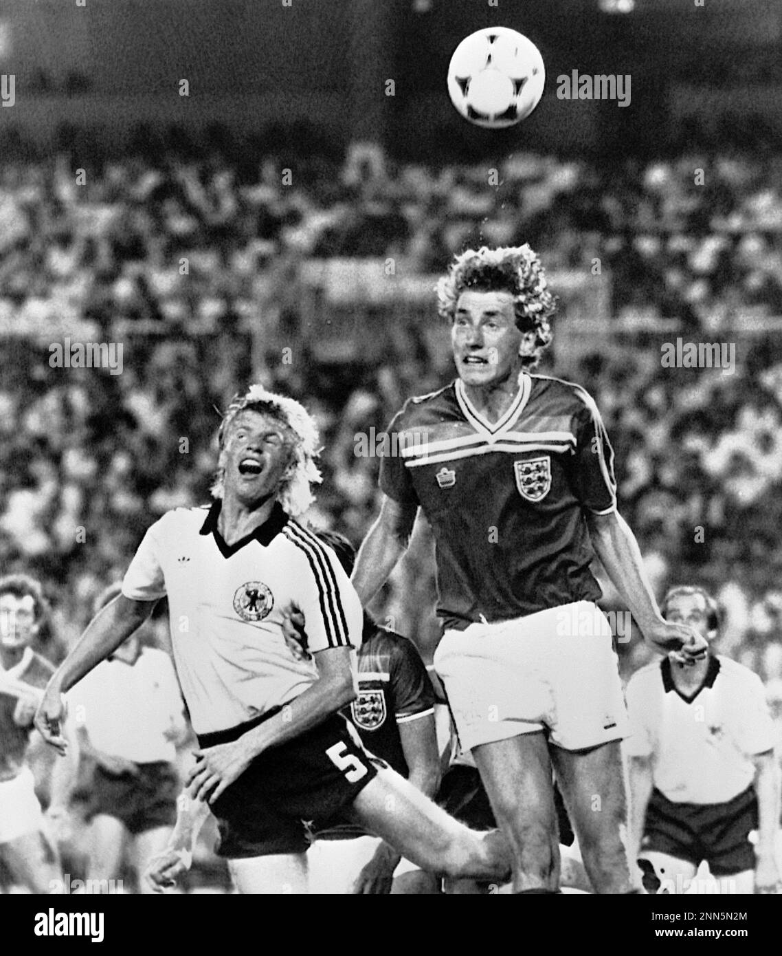 FILE - In this June 29, 1982 file photo England's Terry Butcher, right ...