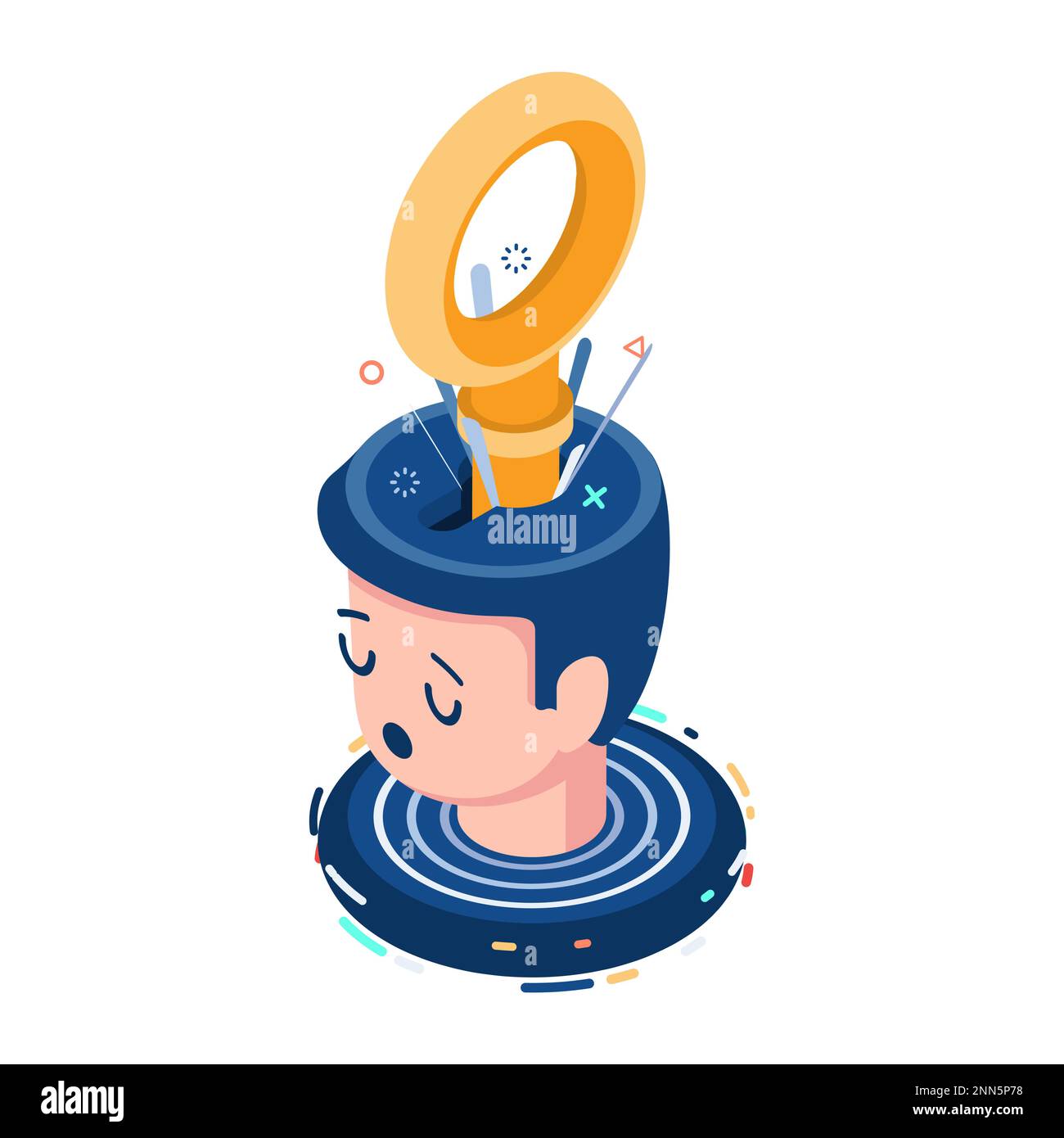 Head open brain thinking illustration hi-res stock photography and ...