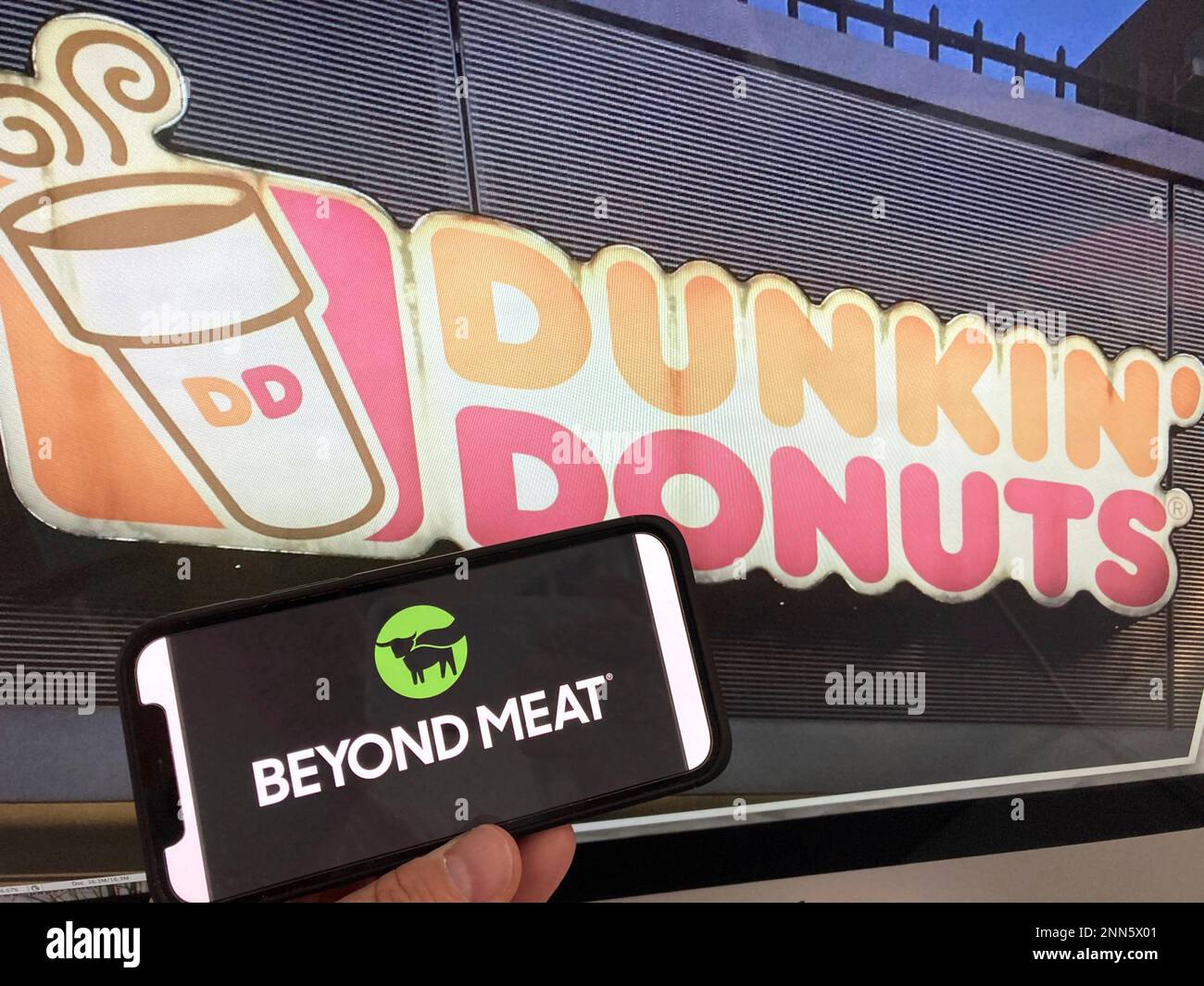 Photo by: STRF/STAR MAX/IPx 2021 6/23/21 Dunkin' Donuts discontinues the Beyond Meat sausage ...