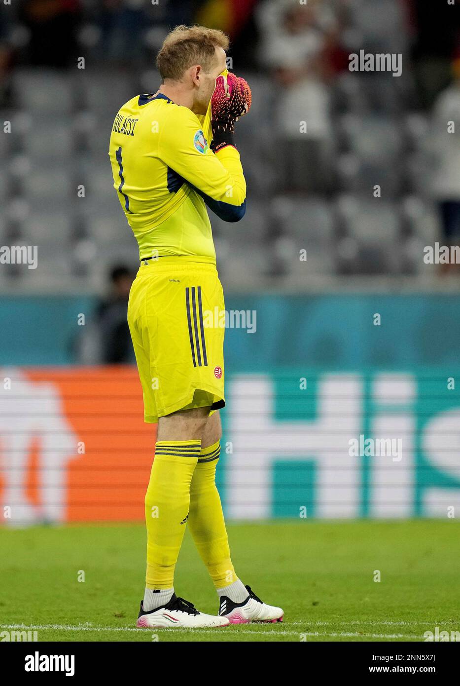 Hungary's goalkeeper Peter Gulacsi reacts after the Euro 2020 soccer ...